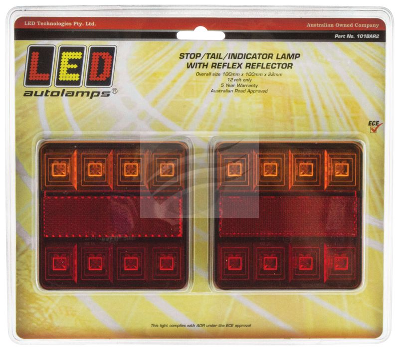 PKT 2 LED STOP/TAIL/INDICATOR LAMP 12V W/REFLECTR 25cm CABLE clearance ...
